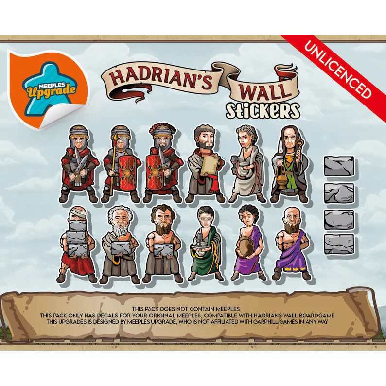 HADRIANS WALL Upgrade Kit, Decals for your meeples! (Stickers) - Premium materials! - MeeplesUpgrade