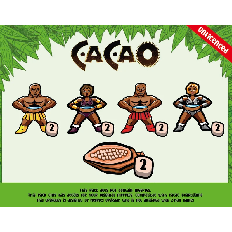 CACAO Upgrade Kit, Decals for your meeples! (Stickers) - MeeplesUpgrade