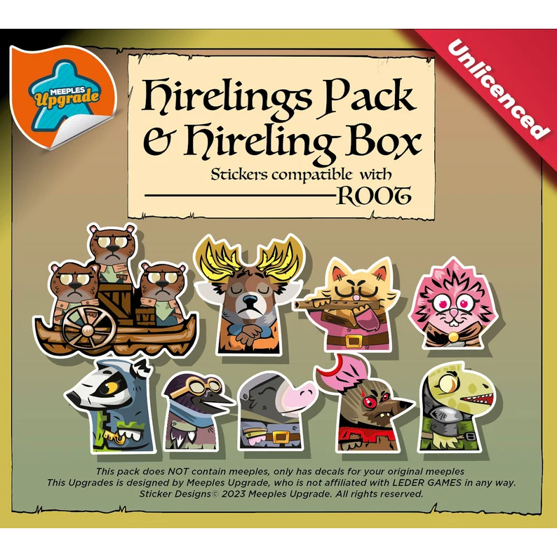 ROOT Complete Hirelings Pack & Box • Upgrade Kit Stickers - MeeplesUpgrade