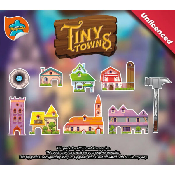 TINY TOWNS Meeples Upgrade Kit Stickers - Decals Kit - Premium materials! - MeeplesUpgrade