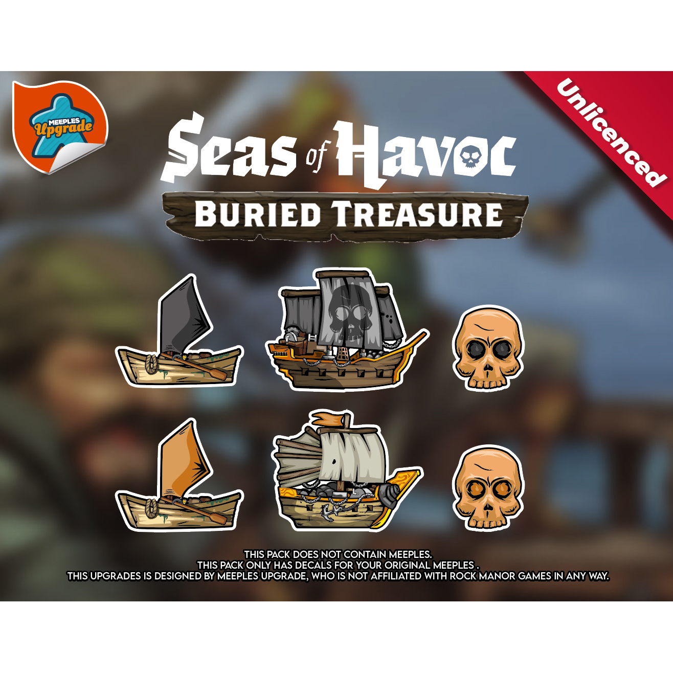 Seas of Havoc Deluxe Meeples Upgrade Kit Stickers + Sea monsters ...